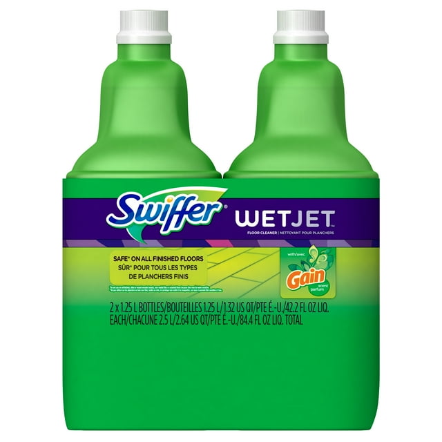 Swiffer WetJet Mop Cleaning Solution, Multi-Purpose & Hardwood, Gain Scent, 2 Count, 42.2 fl oz ...
