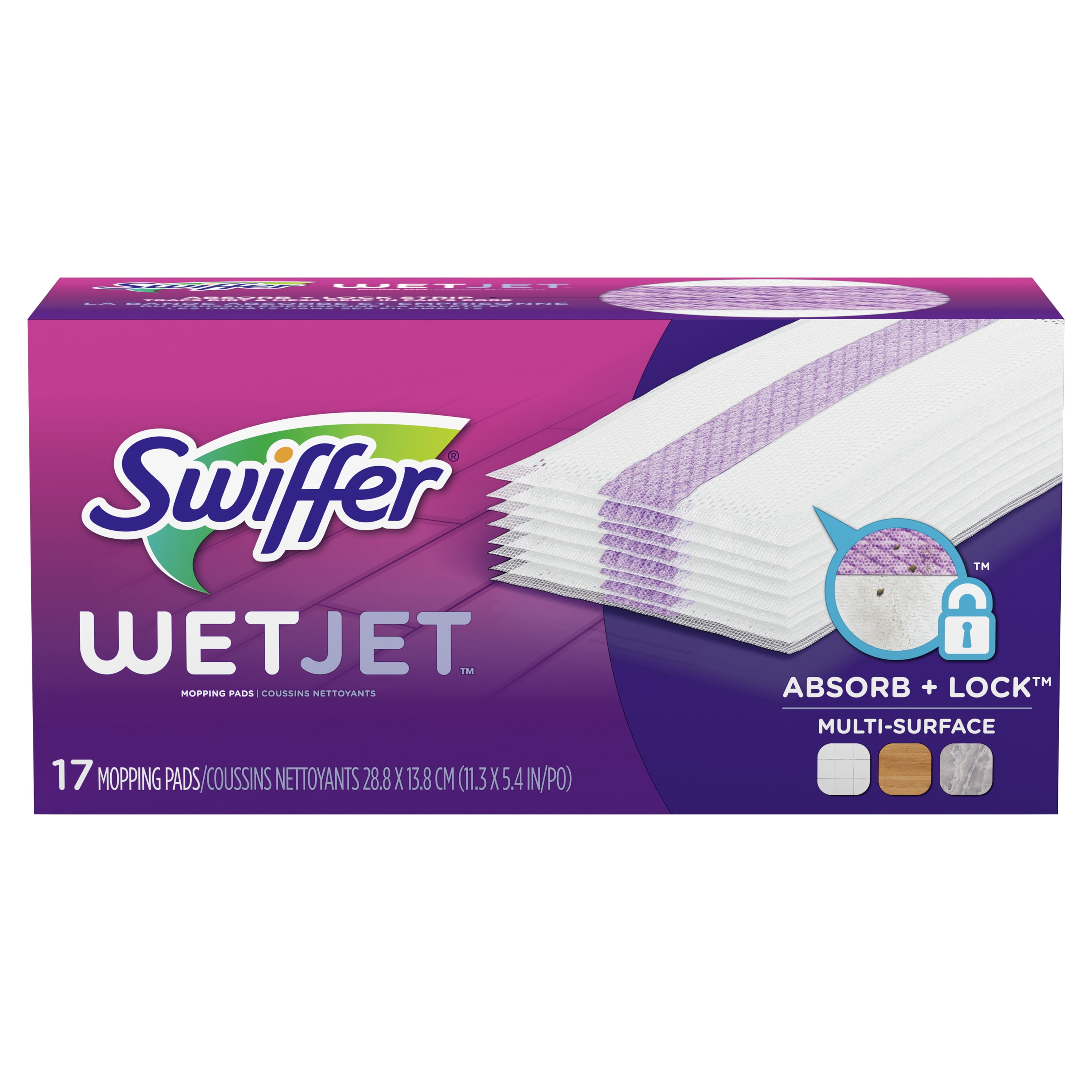 Swiffer WetJet Improved Original Pad Refills with Absorb and Lock Strip ...