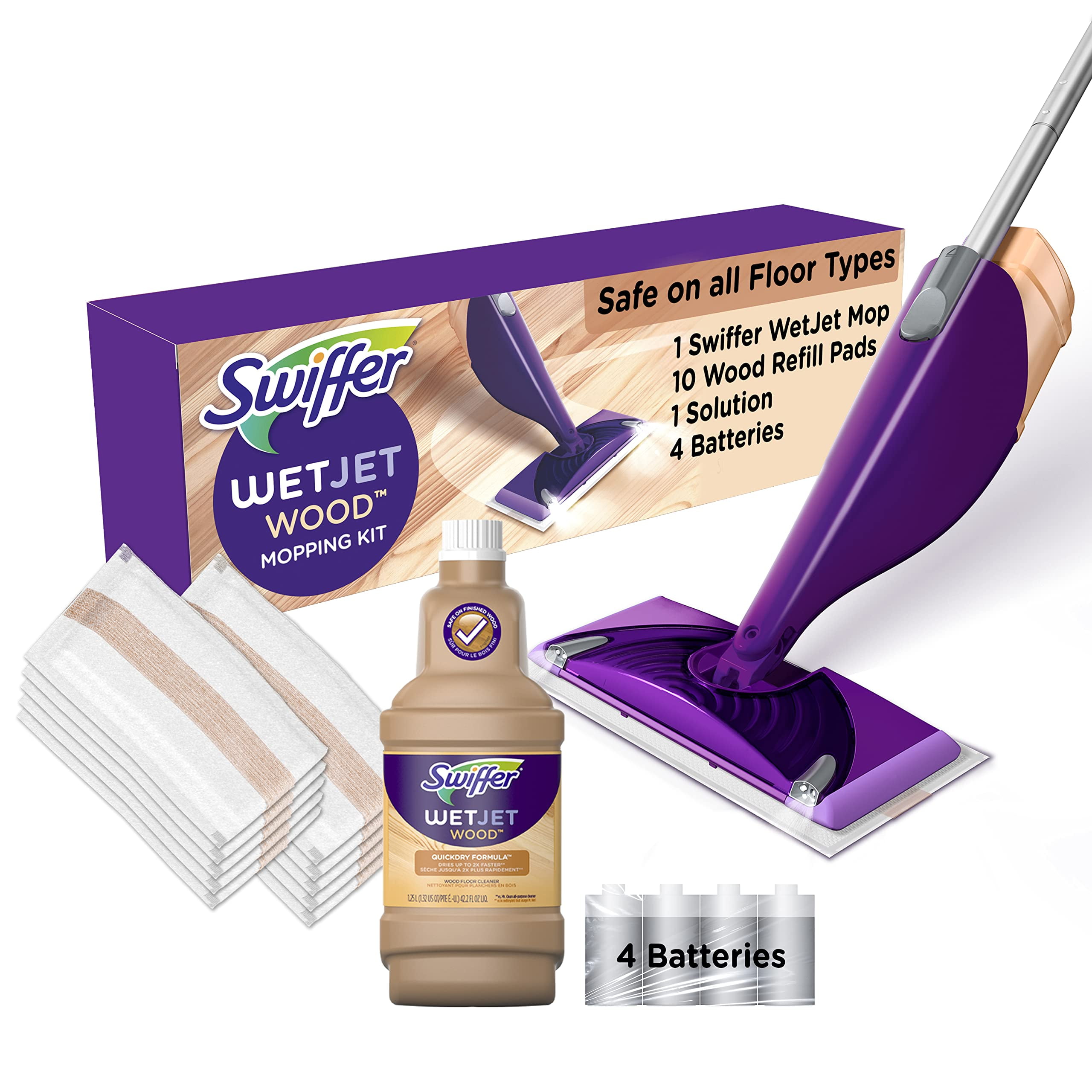 Swiffer WetJet Wood Floor Mopping and Cleaning Starter Kit, All Purpose ...