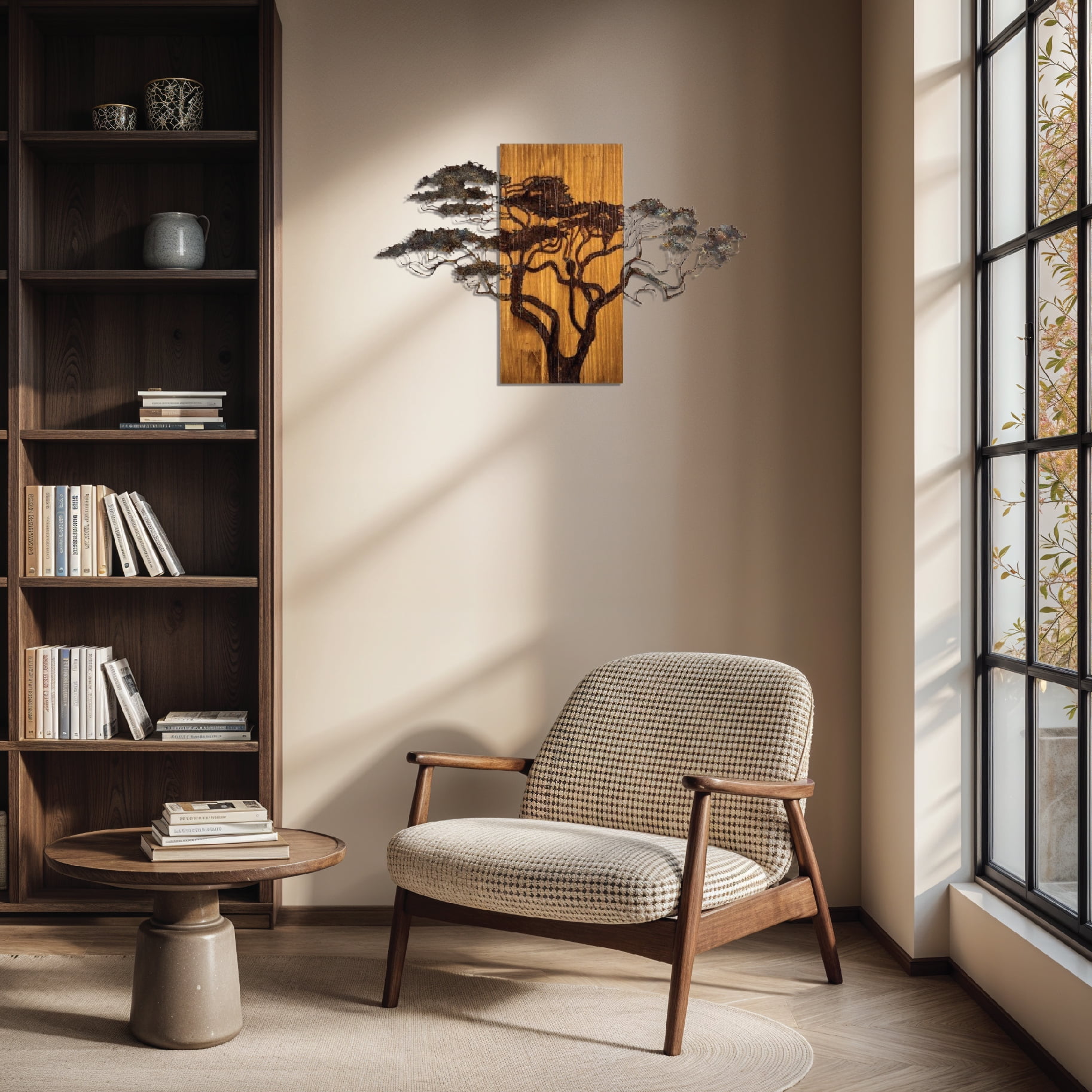 Swift Beacon Nature's Unity Wood & Metal Wall Art - Elegant Textured ...