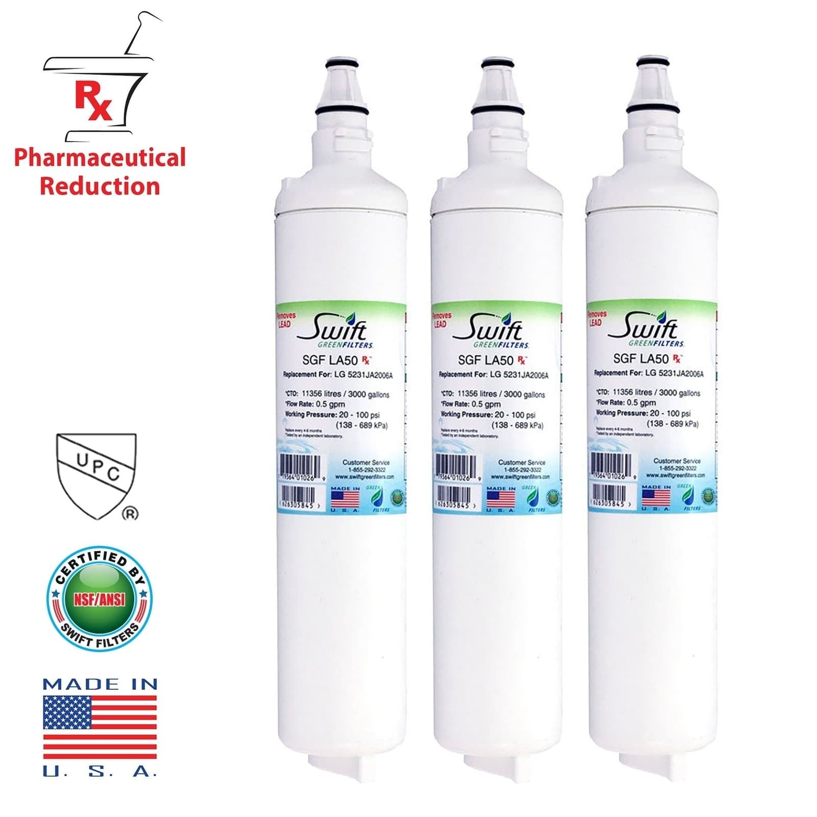 Swift Green Filters SGF-LA50 Rx Compatible Refrigerator Water Filter ...