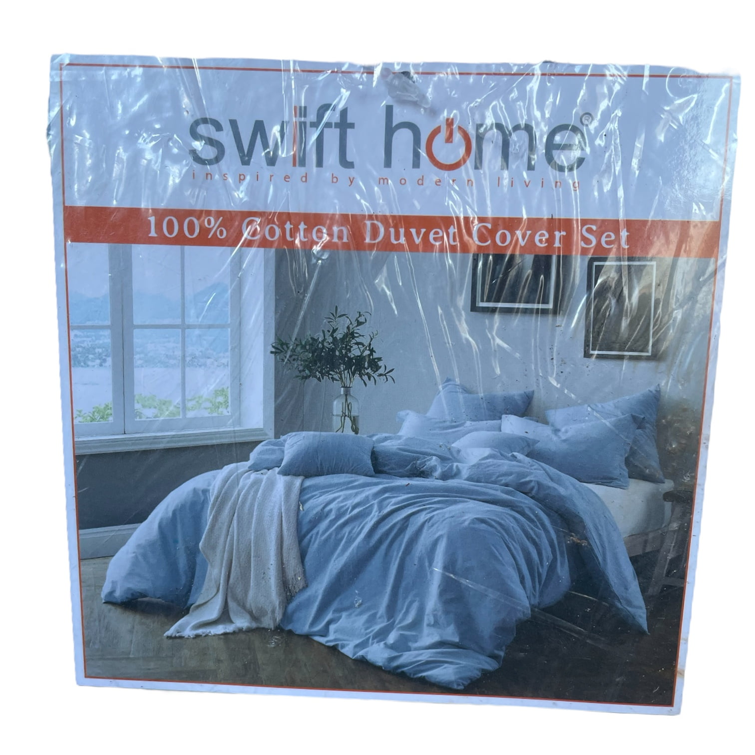 Swift Home Premium Cotton Prewashed Chambray Duvet Cover Set Bed Linen ...