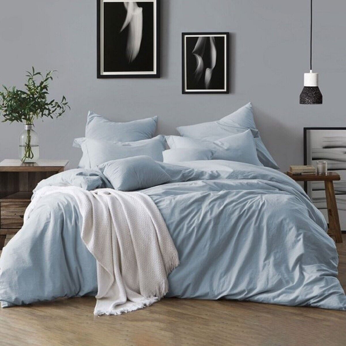 Swift Home Cotton Yarn Dye Chambray Duvet Cover Set - Walmart.com