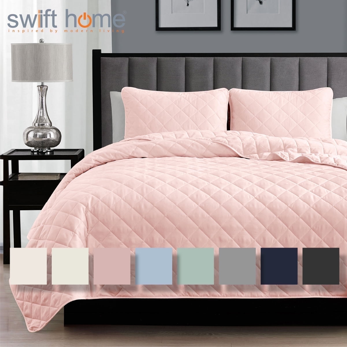 Swift Home Modern Ultra Soft Microfiber Traditional Diamond Quilting ...