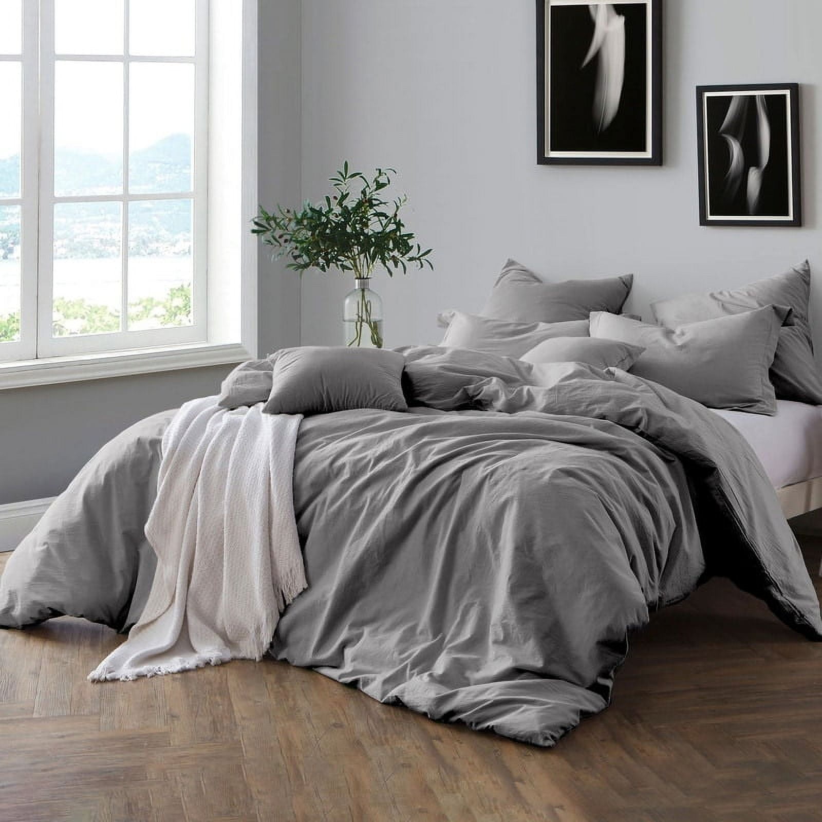 Swift Home Premium Cotton Prewashed Chambray Duvet Cover Set Bed Linen ...