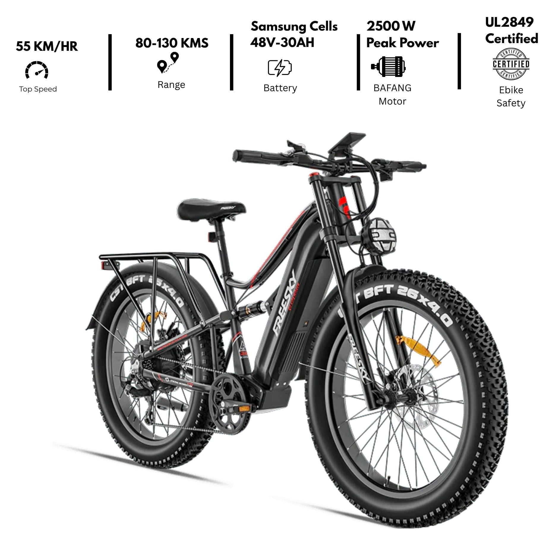 Swift Horse Pro Mountain Electric Bike 2000W BAFANG Motor & 48V 30Ah Samsung Cells Battery ...