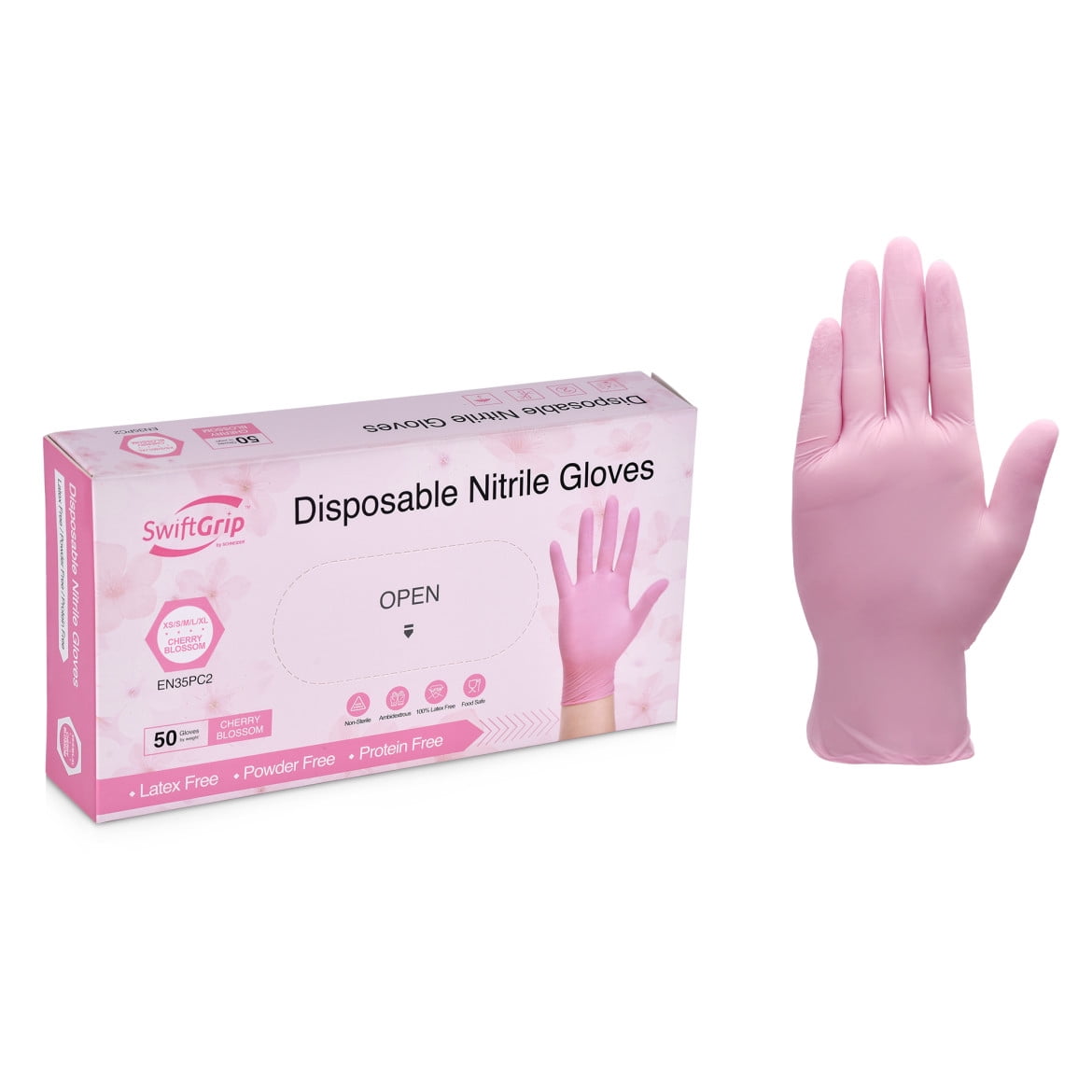 SwiftGrip Pink Nitrile Gloves, 3-mil, Pink Industrial Gloves Disposable ...