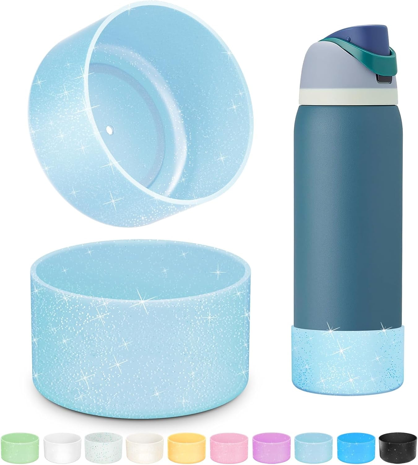 SwiftPulse 2 PCS Glitter Silicone Boot for Owala Water Bottle, Anti ...