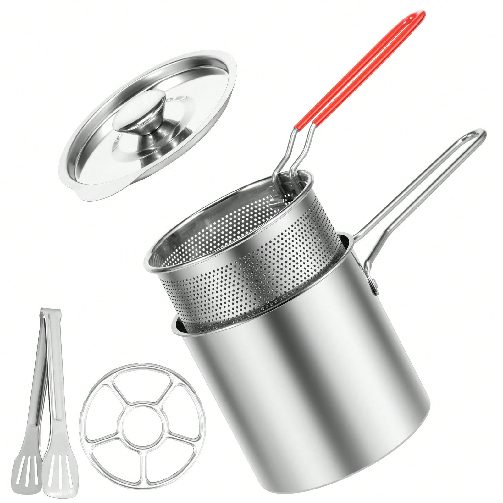 SwiftPulse Deep Fryer With Strainer Basket And Handle Stainless Steel ...