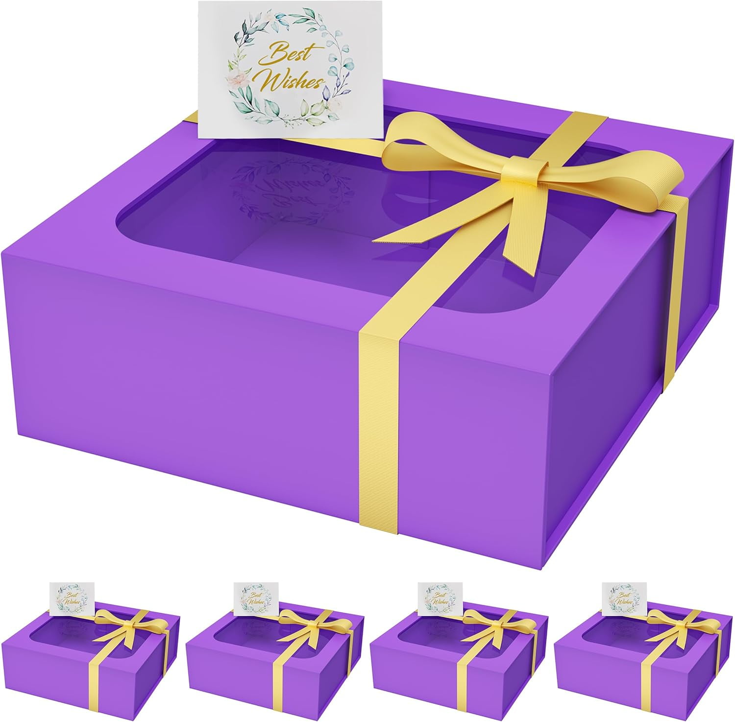 SwiftPulse Gift Box with Window, 7.5x7.5x3 In Purple Gift Box for ...