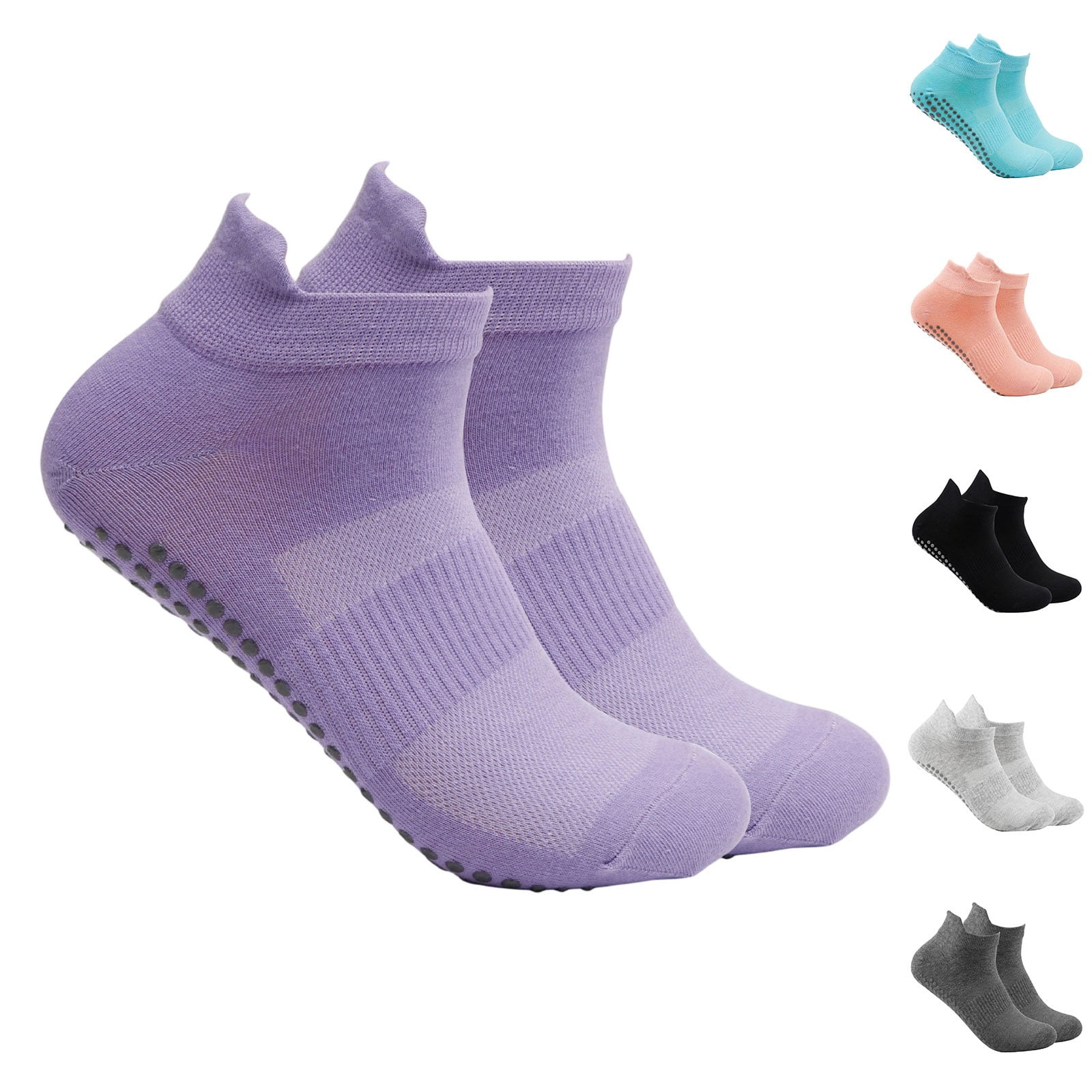SwiftWear 5 Pairs Women Pilates Grip Socks Low Cut No Show Athletic ...