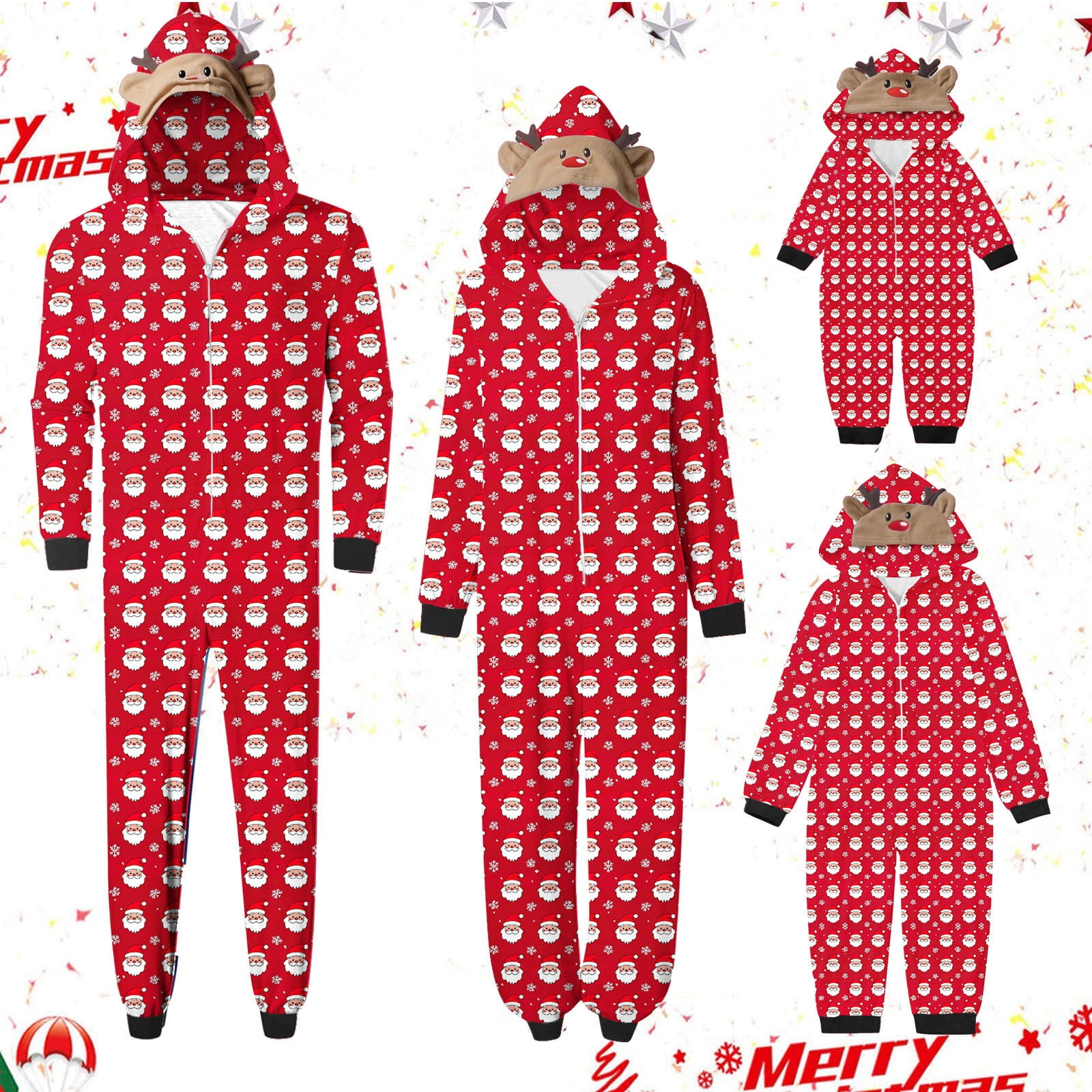 SwiftWear Red Santa Print Family Matching Pajamas Couple Onesie Set ...