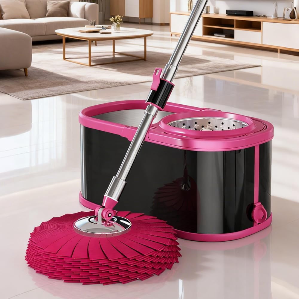 Swiftiron Stainless Steel Spin Mop and Bucket Set with Wringer, 360 ...