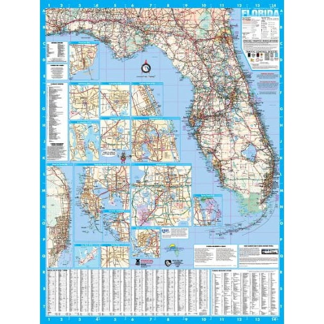 Swiftmaps Florida State Laminated Wall Map 36" x 48" Poster - Walmart ...