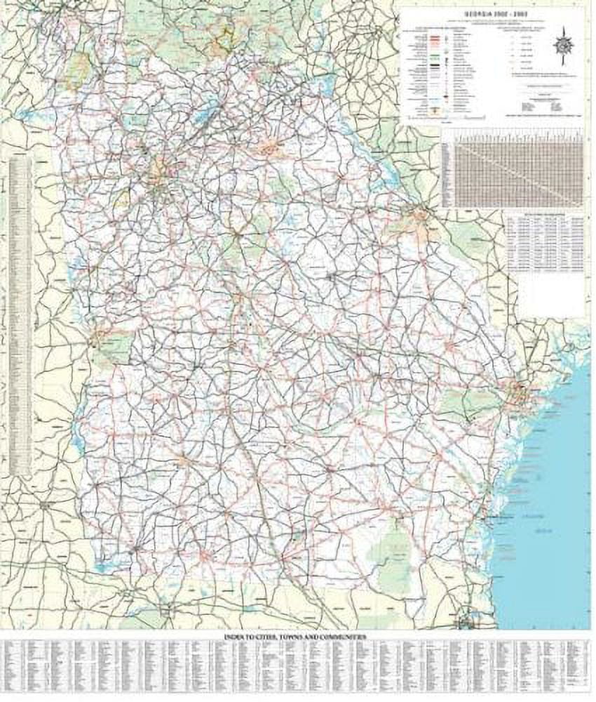 Swiftmaps Georgia State Official Executive Laminated Wall Map, 36x48 ...