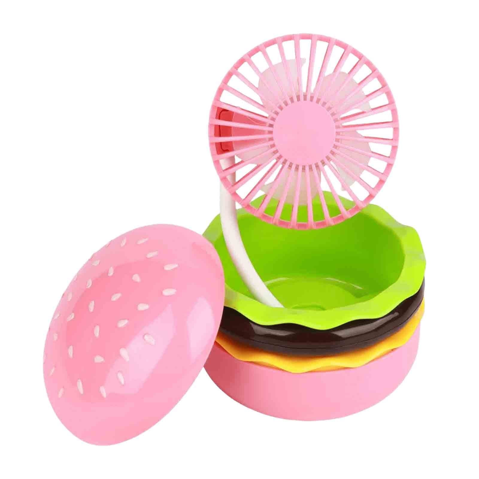 Swiftyle 2 Pcs USB Burger Mini Fan Beauty Mirror Portable Handheld Fan ...