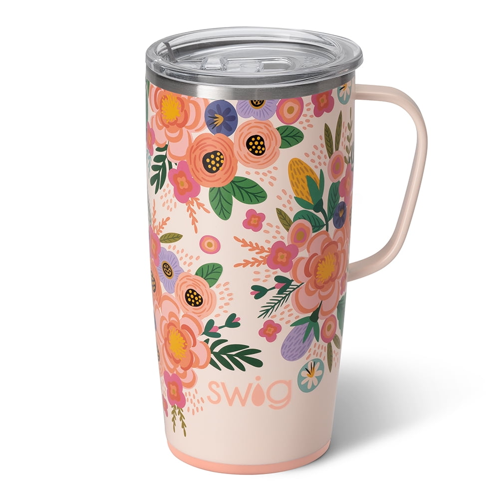 Swig Life 22oz Travel Mug | Insulated Stainless Steel Tumbler with Handle | Full Bloom - Walmart.com
