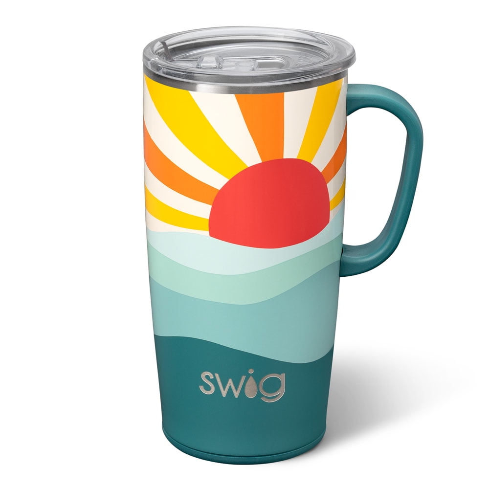 Swig Life 22oz Travel Mug | Insulated Stainless Steel Tumbler with Handle | Sun Dance - Walmart.com
