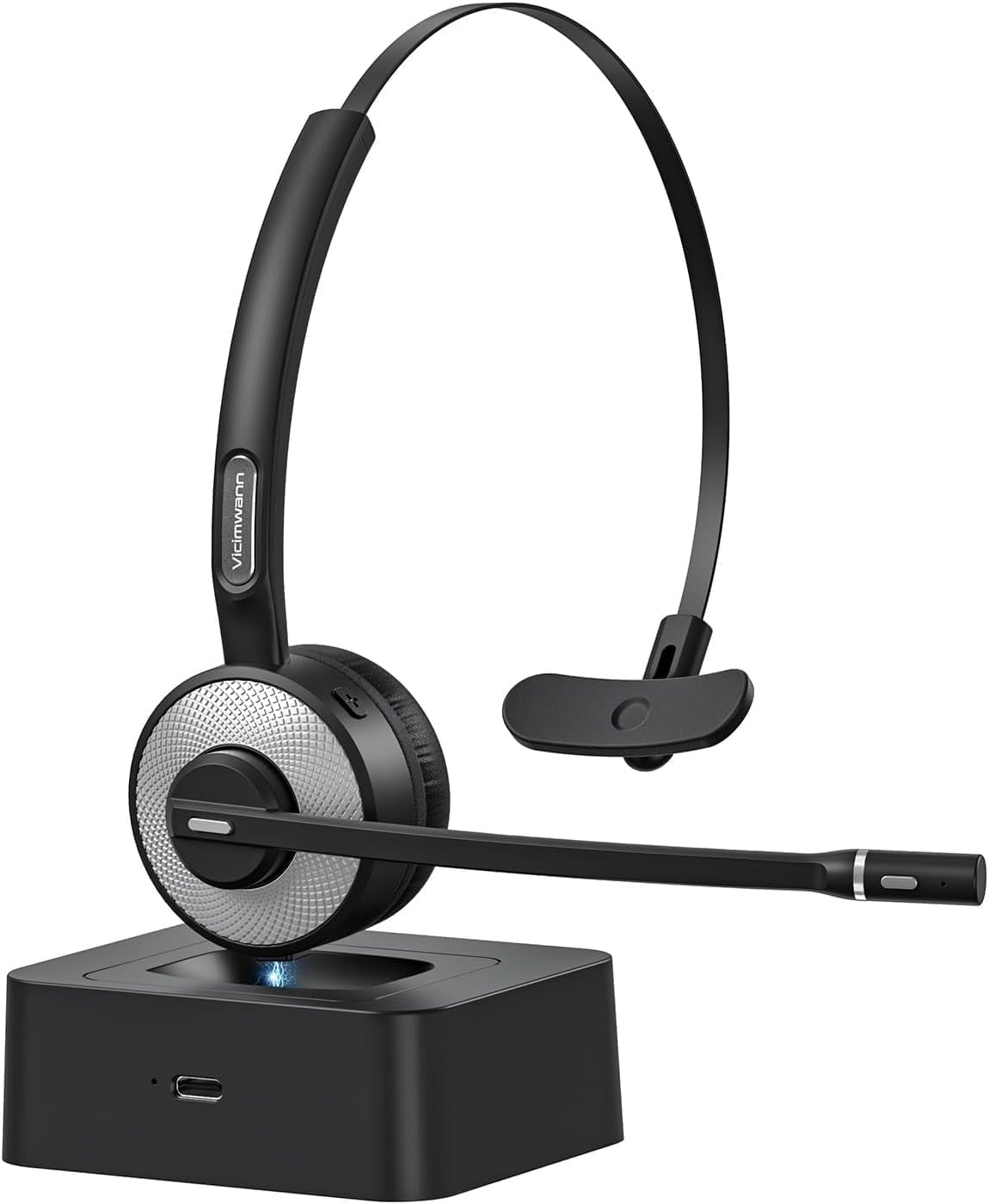 Swiifome Bluetooth Headset V5.3 with Mic for Work, Lightweight Computer ...
