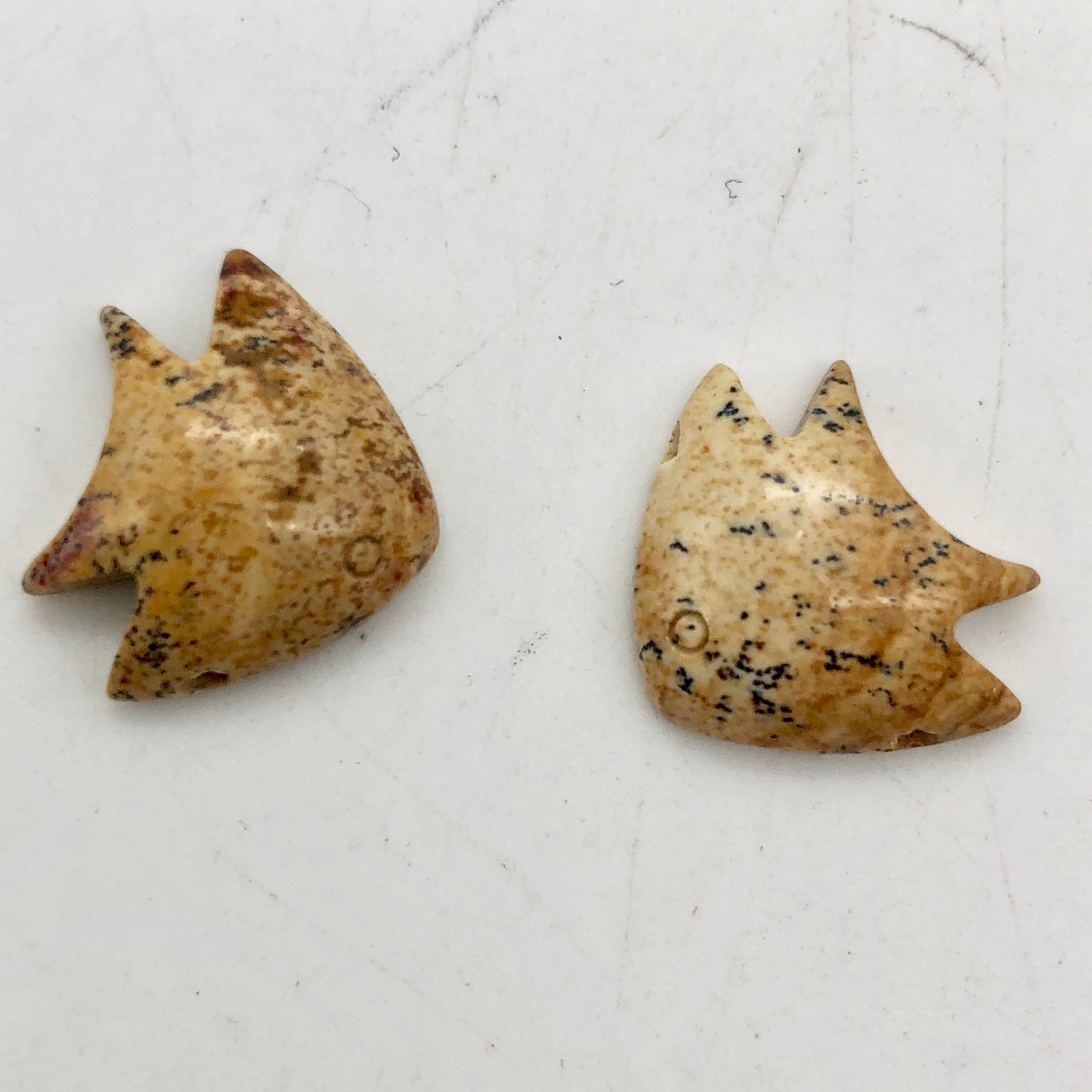 Swim 2 Carved Picture Jasper Fish Animal Beads | 14x17x5mm | Warm brown ...