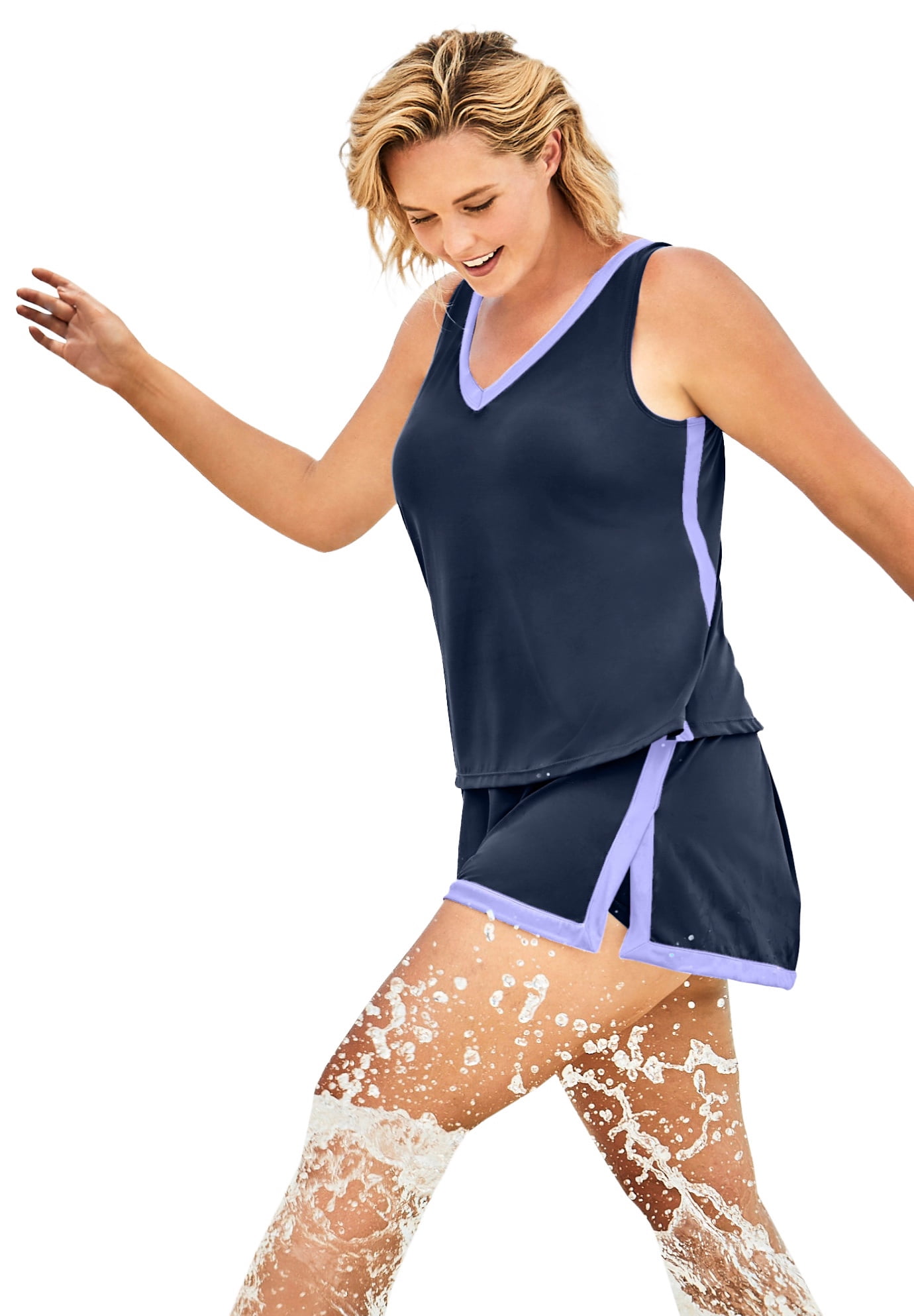 Swim 365 Women's Plus Size 2-Piece Swim Skirtini Set - Walmart.com