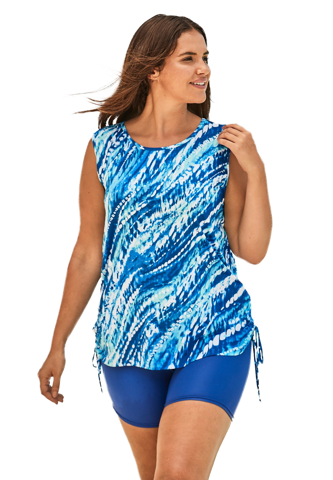Swim 365 Womens Plus Size Chlorine Resistant Swim Tank Coverup With