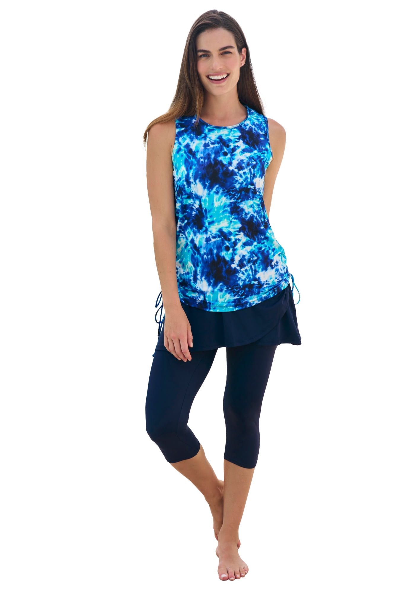 Swim 365 Women's Plus Size Chlorine Resistant Swim Tank Coverup With ...