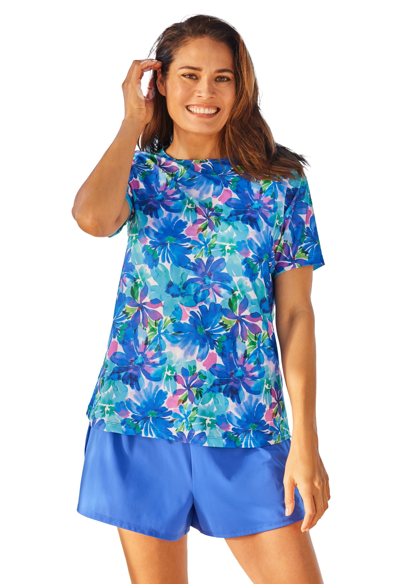 Swim 365 Women's Plus Size Cross-Back Swim Tee - Walmart.com