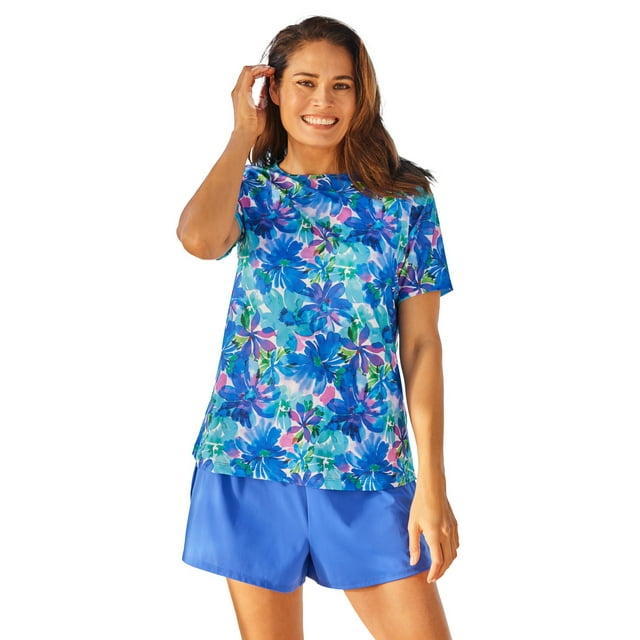 Swim 365 Women's Plus Size Cross-Back Swim Tee - Walmart.com