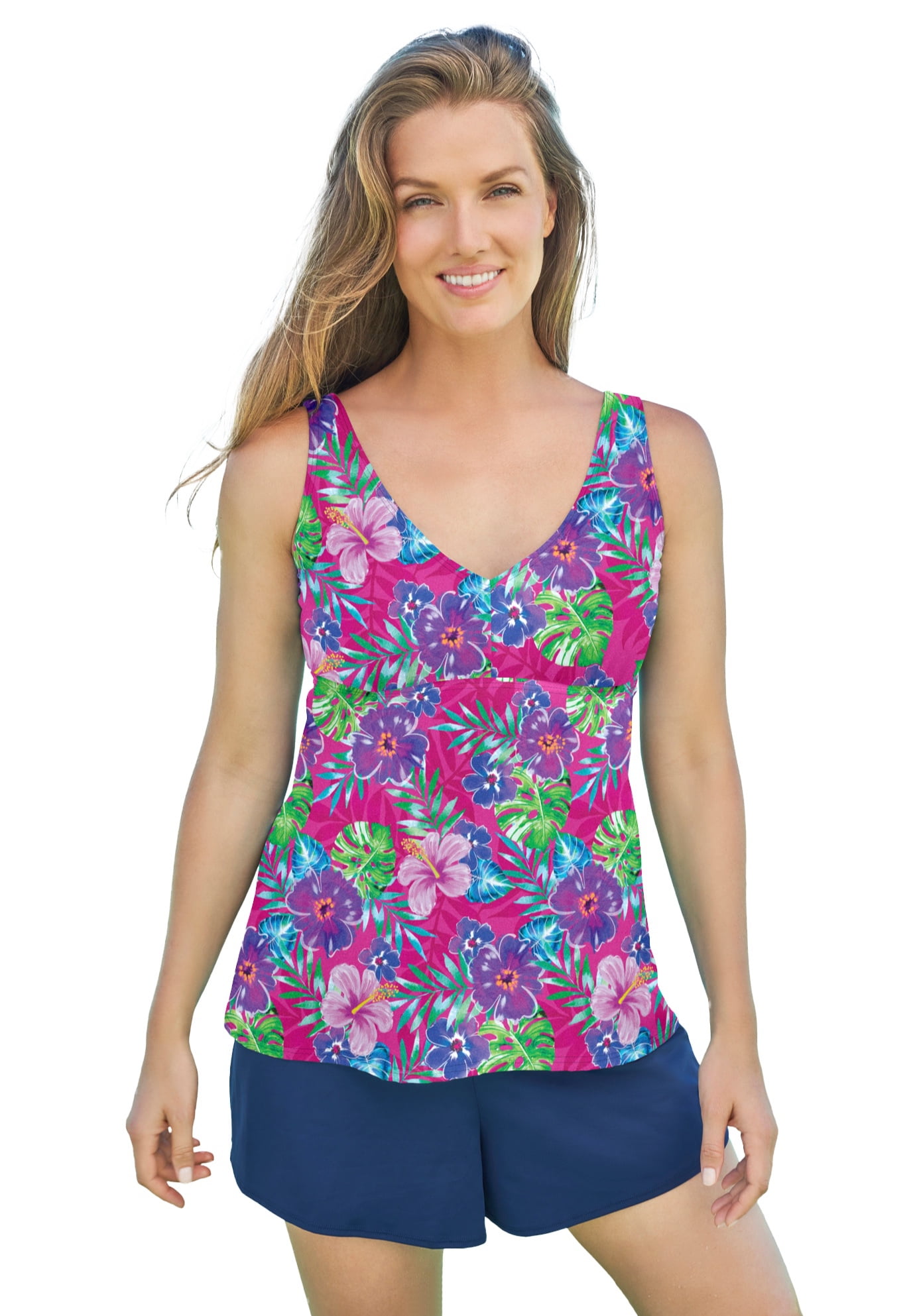 Swim 365 Women's Plus Size Flowy Tankini Top - Walmart.com
