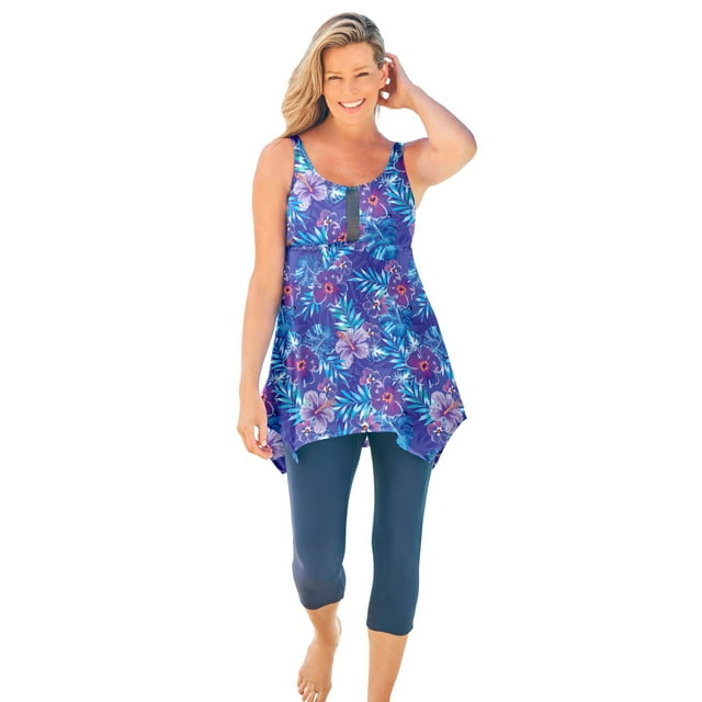 Swimsuits For All Womens Plus Size Longer Length Tankini Top