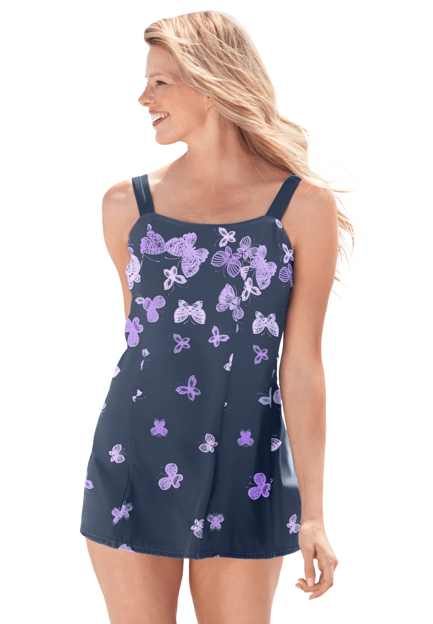 Swim 365 Women's Plus Size Princess-Seam Swim Dress - Walmart.com