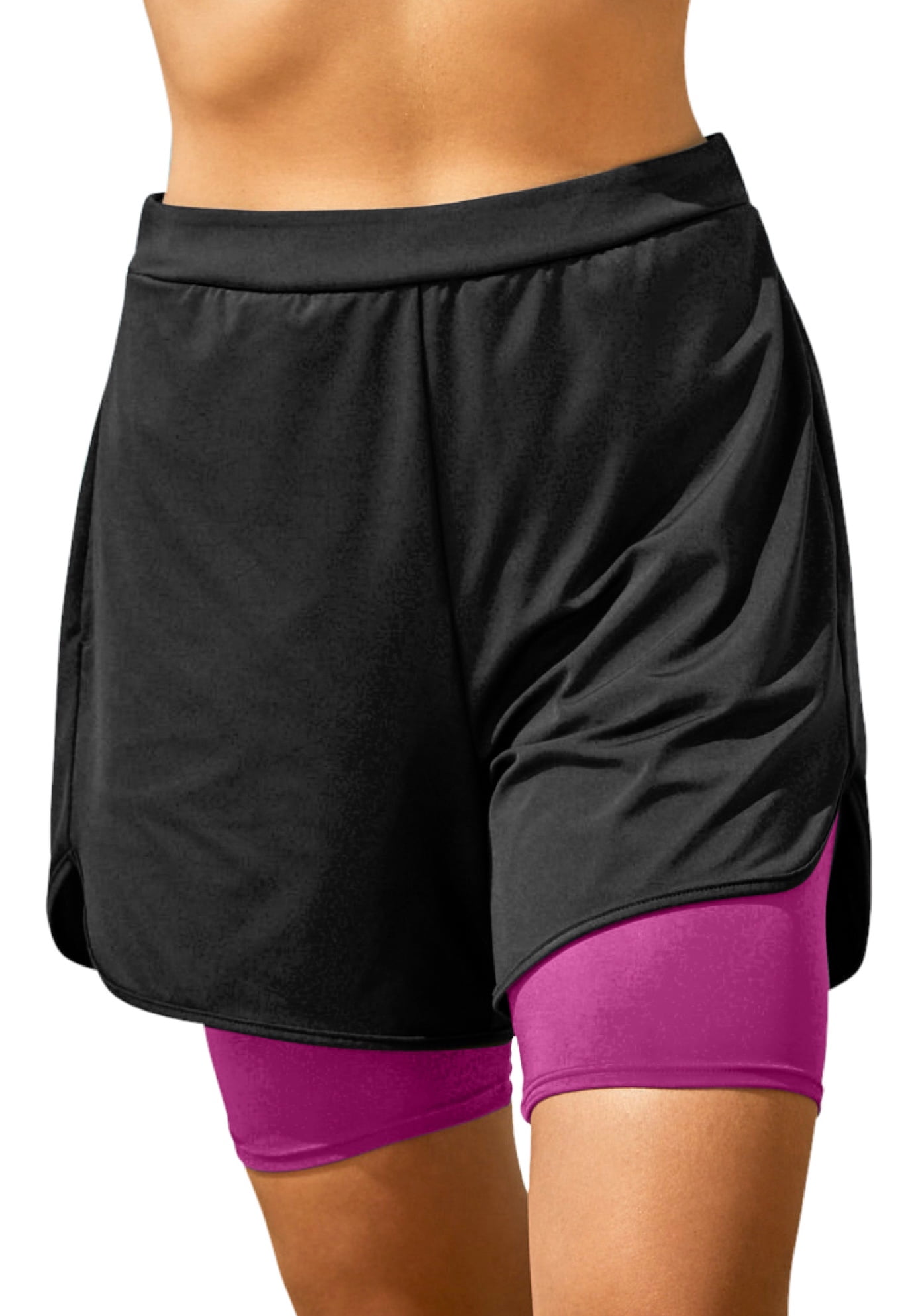 Swim 365 Women's Plus Size Swim Boardshort With Pop Color Inner Bike ...