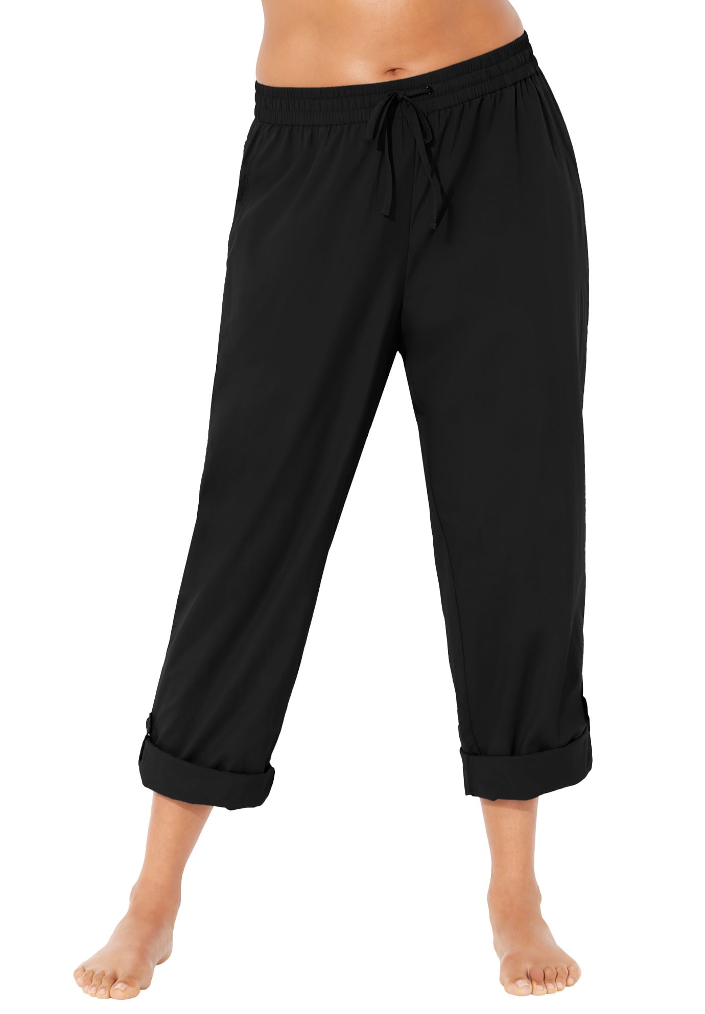 Swim 365 Women's Plus Size Taslon Cover Up Roll-Up Pant - Walmart.com
