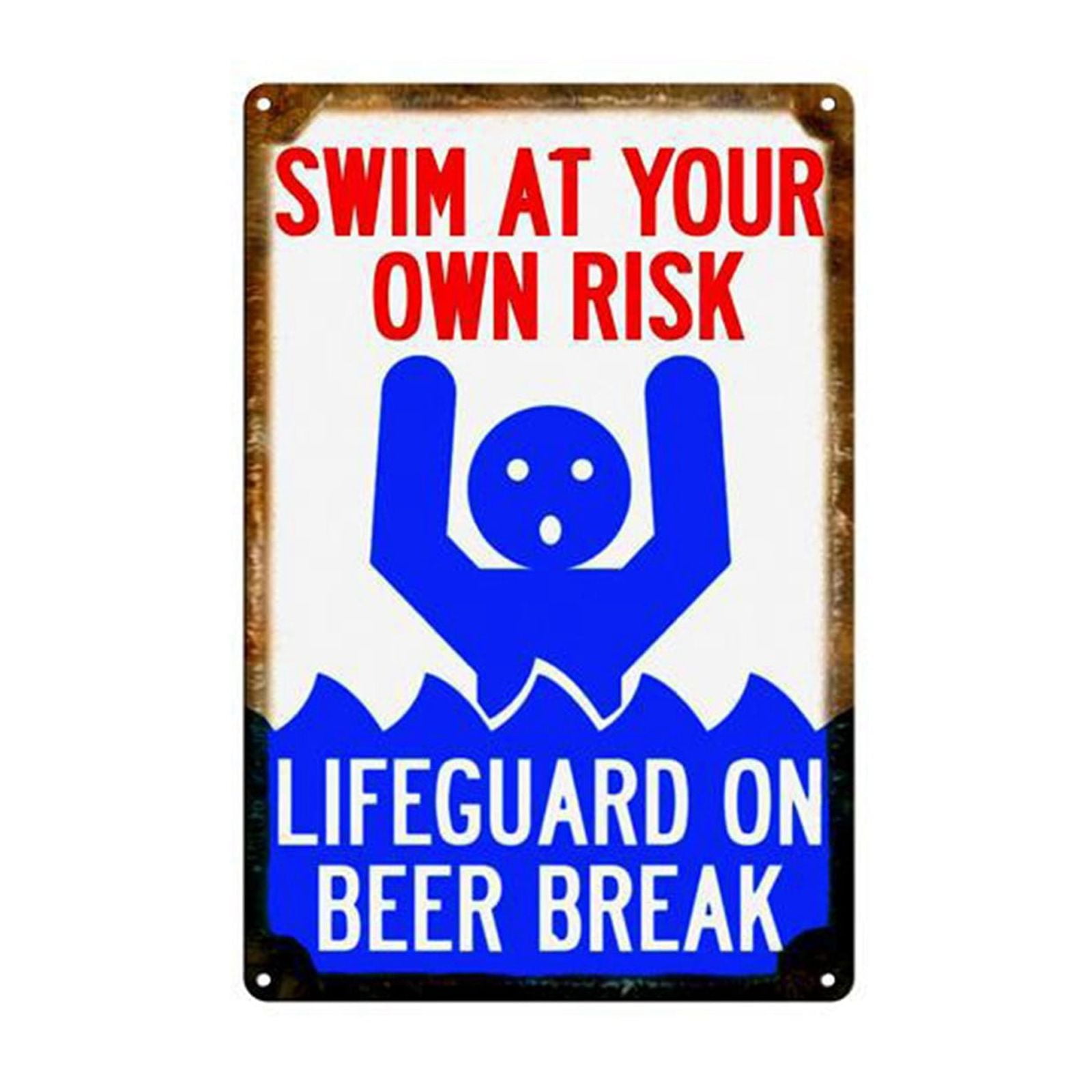Swim At Your Own Risk Pool Sign Vintage Funny Plaque Signs For Swimming ...