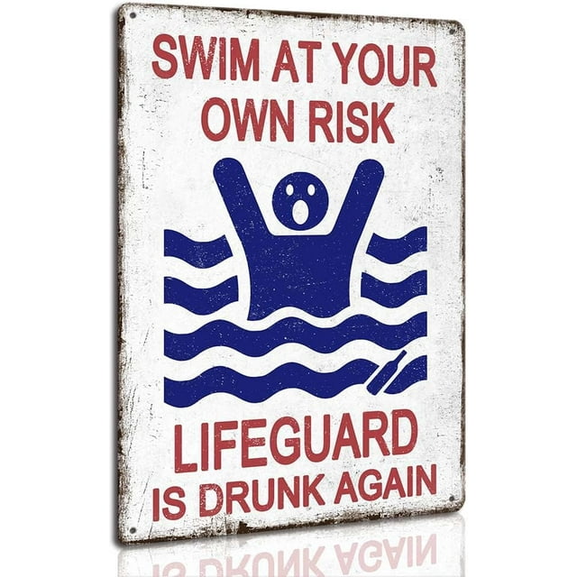 Swim At Your Own Risk Pool Sign Vintage Funny Safety Plaque Signs for ...