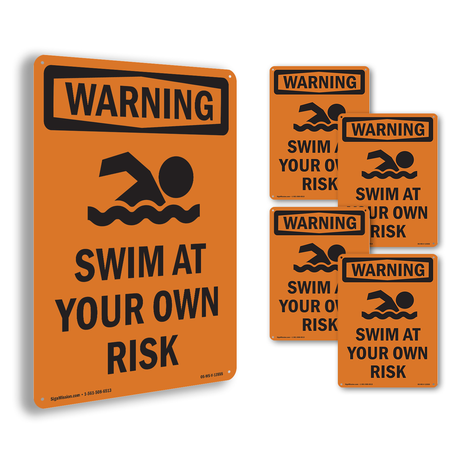 Swim At Your Own Risk With Symbol OSHA WARNING Aluminum Sign 10 Inch x ...