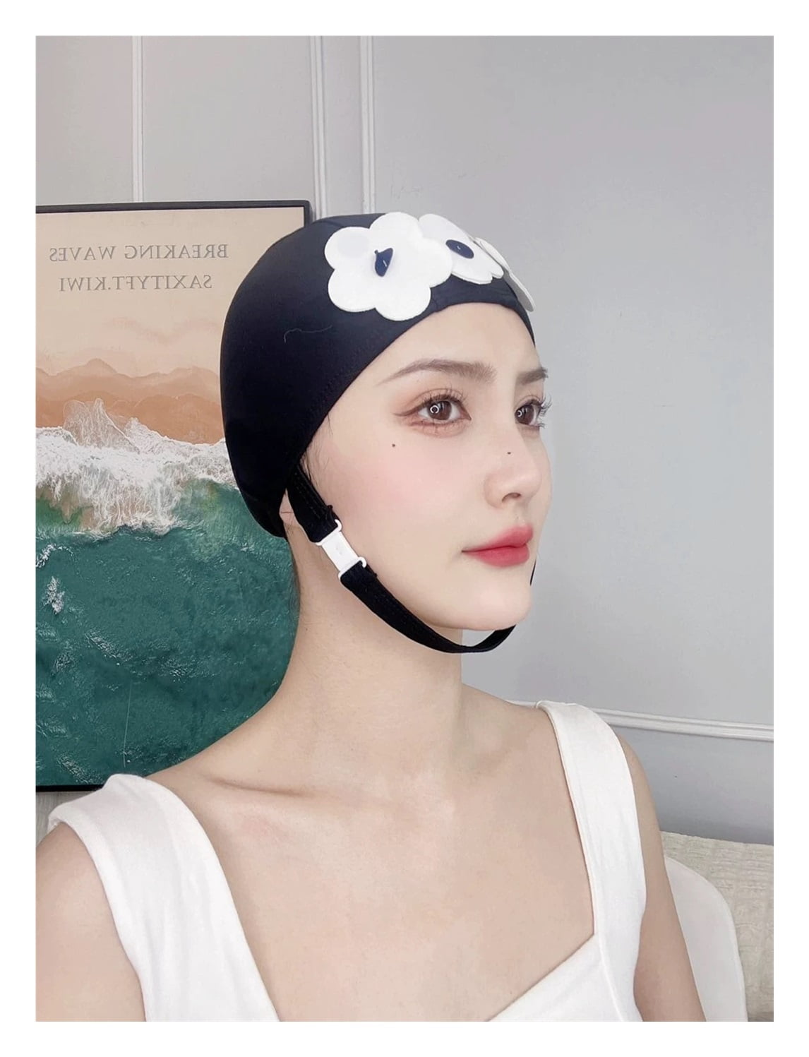 Swim Bathing Caps for Women Latex Swim Hat Triple Flowers Long/Short ...