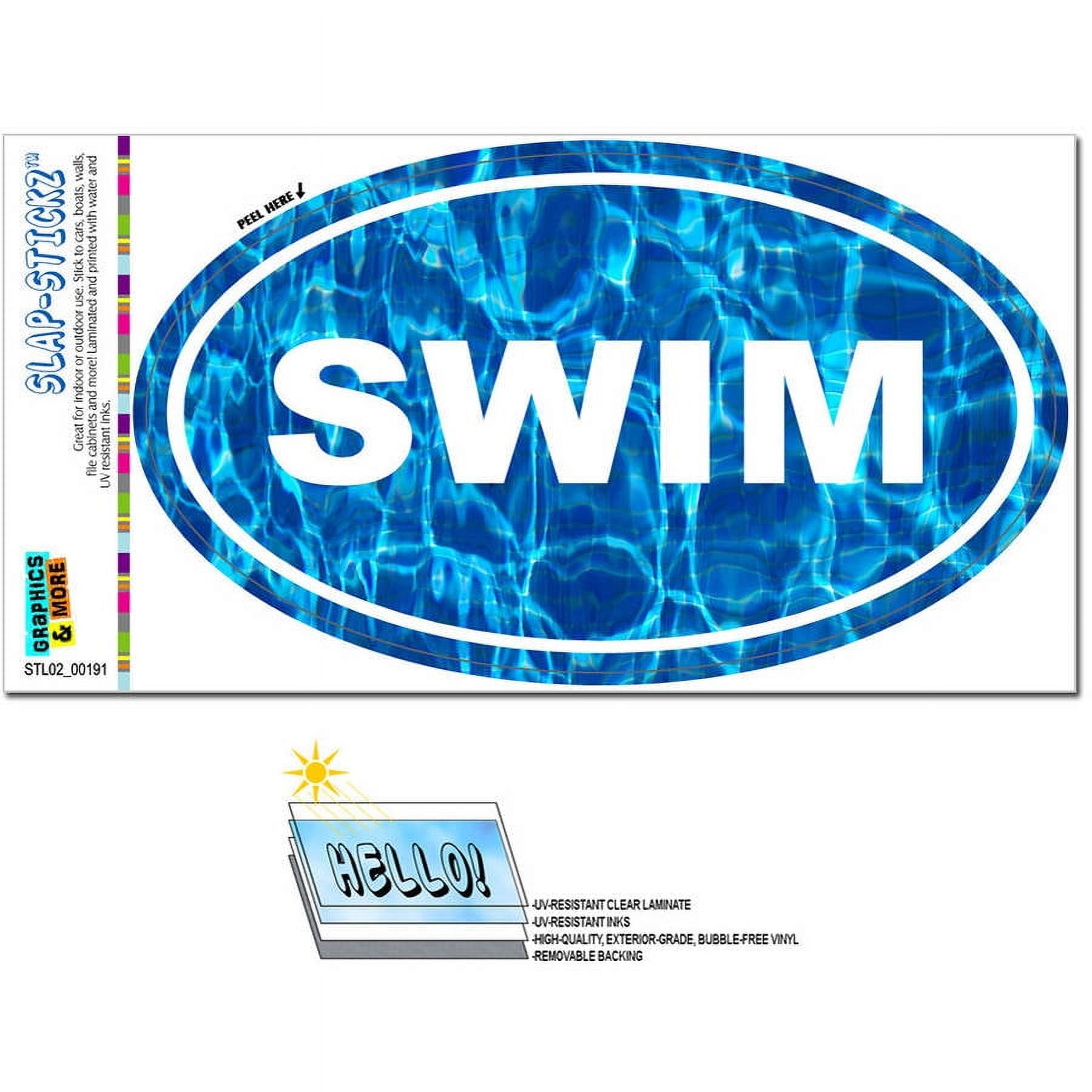 Swim Blue Water Euro Oval Automotive Car Window Locker Bumper Sticker ...