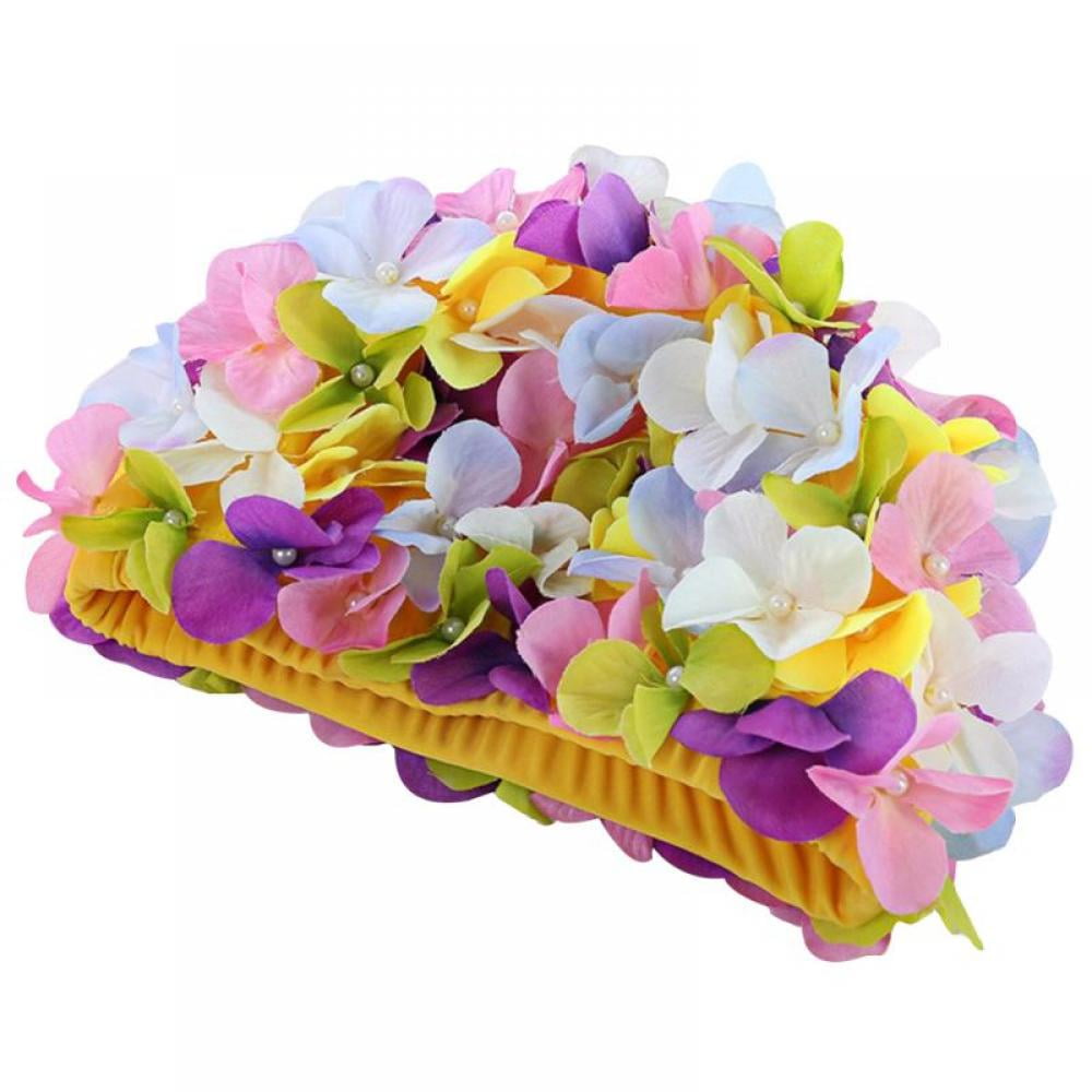 Swim Cap Floral Petal Retro Style Women Swimming Bathing Caps for Long ...