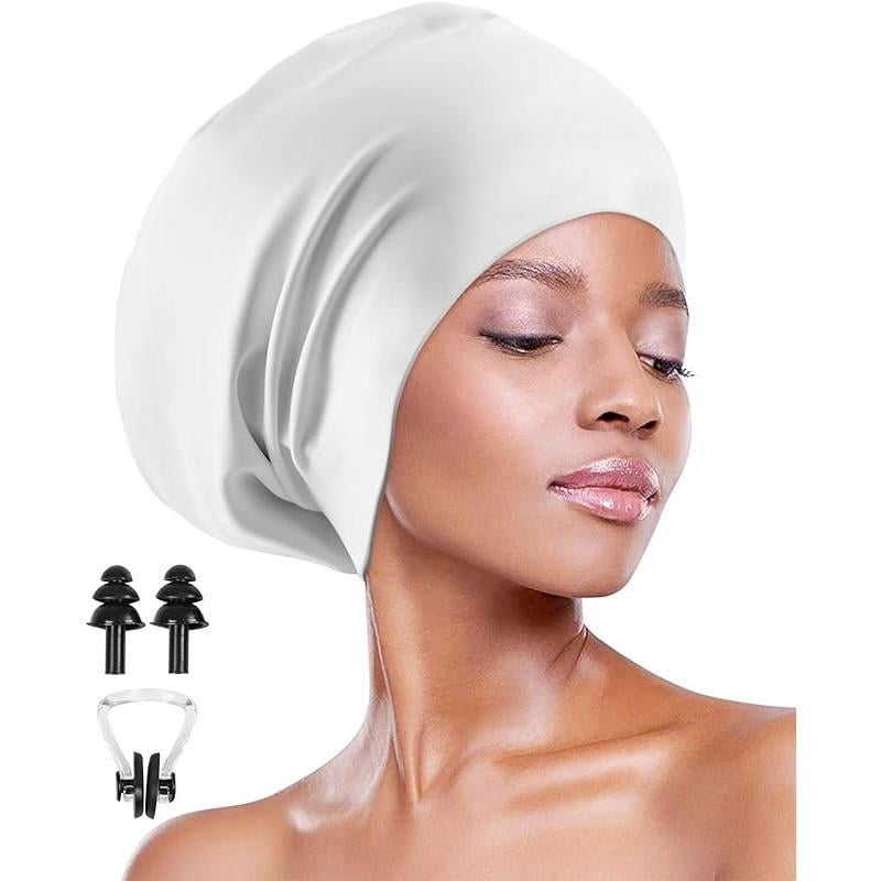 Swim Cap for Long Thick Hair, 3 Size Silicone Swimming Caps for ...