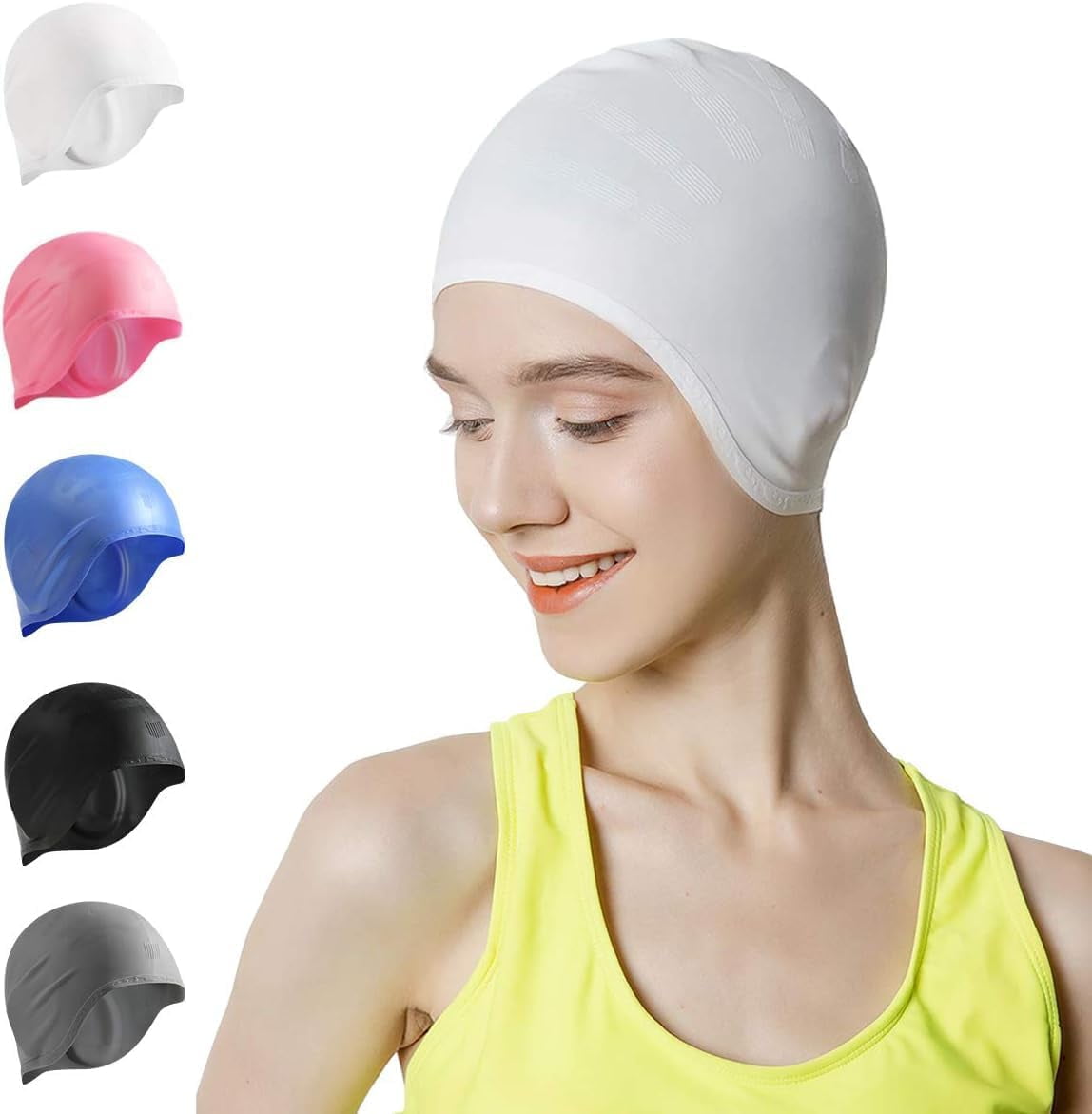 Swim Cap,Silicone Swimming Caps for Women Men Comfortable Bathing Cap ...