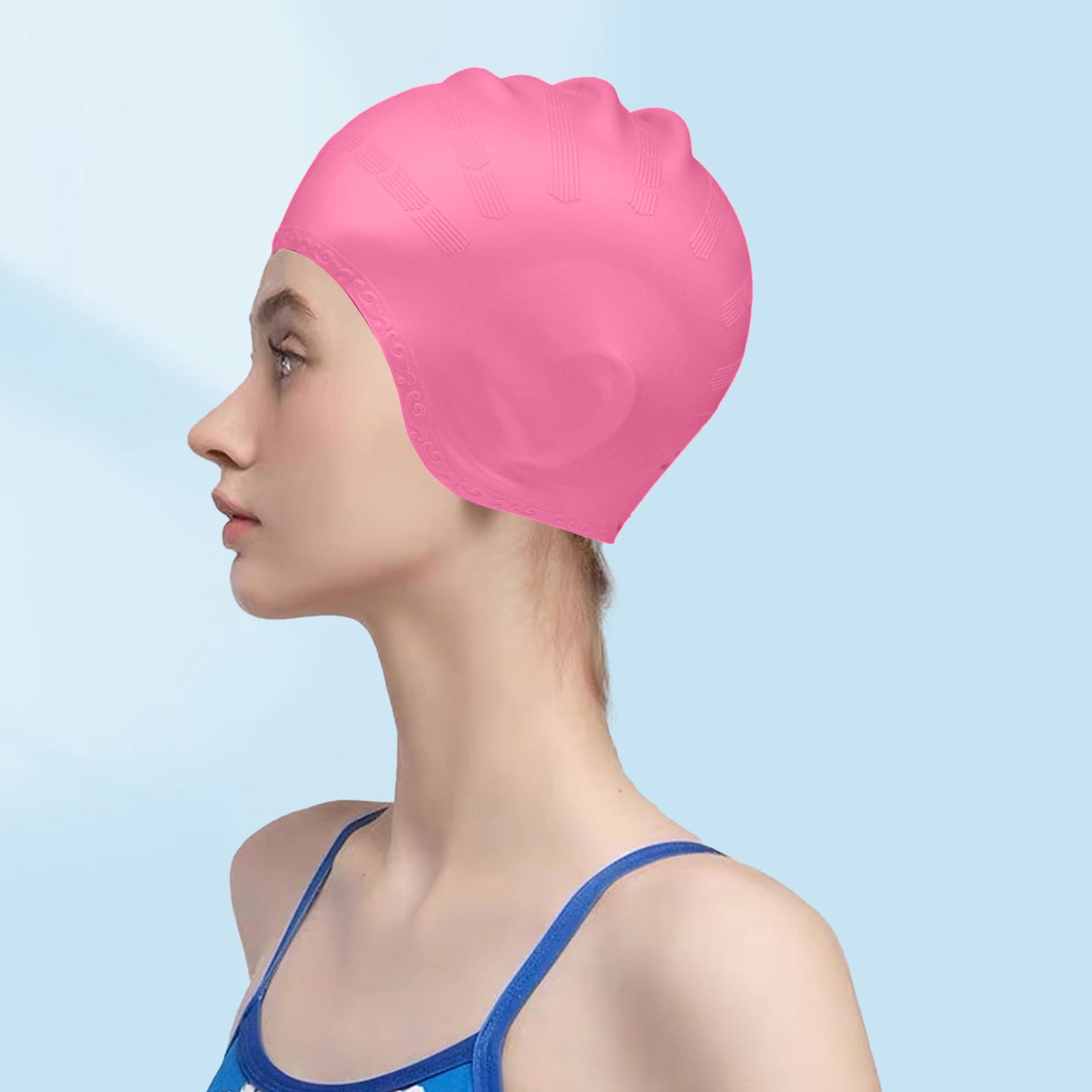 Swim Cap for Women Men with 3D Ergonomic Design, Silicone Swimming Cap ...