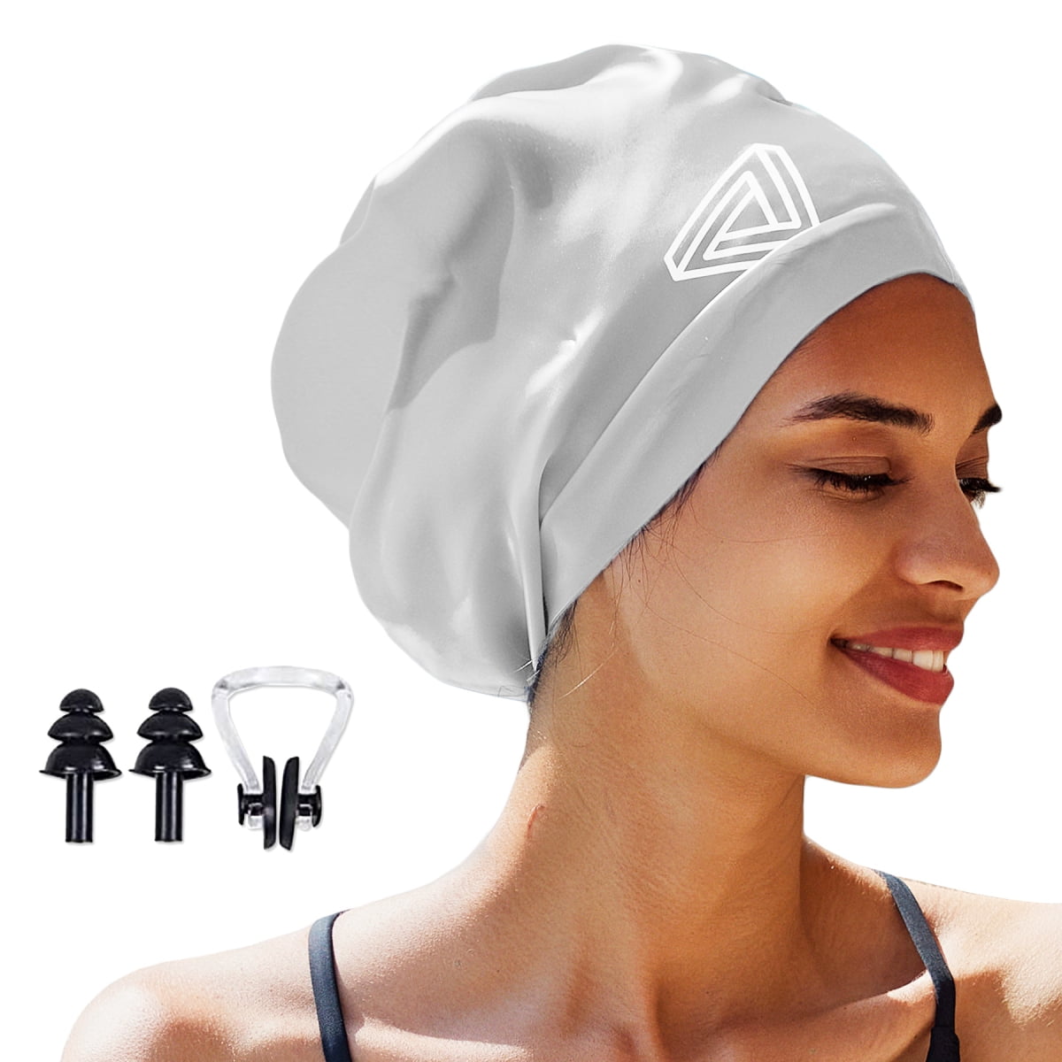 Swim Cap for Long and Thick Curly Hair and Braids,Swimming Cap with ...