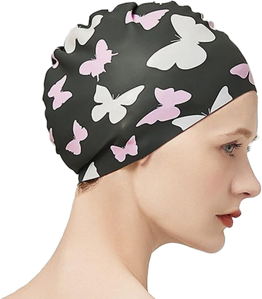 Swim Cap for Women & Men, Silicone Swimming Cap Bathing Caps for Long ...