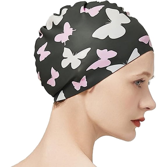 Swim Cap for Women & Men, Silicone Swimming Cap Bathing Caps for Long ...