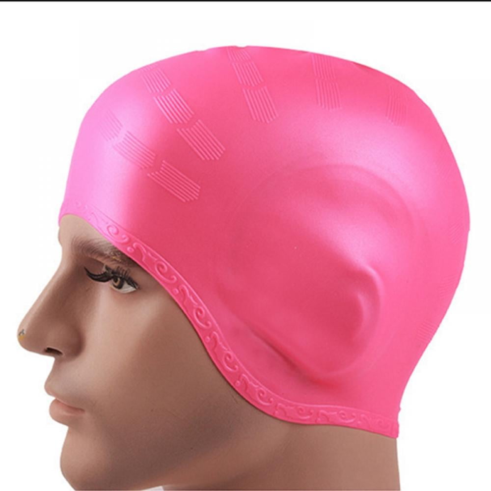 Swim Caps Ear Protection 3D - Swimming Cap for Women Men - Silicone ...