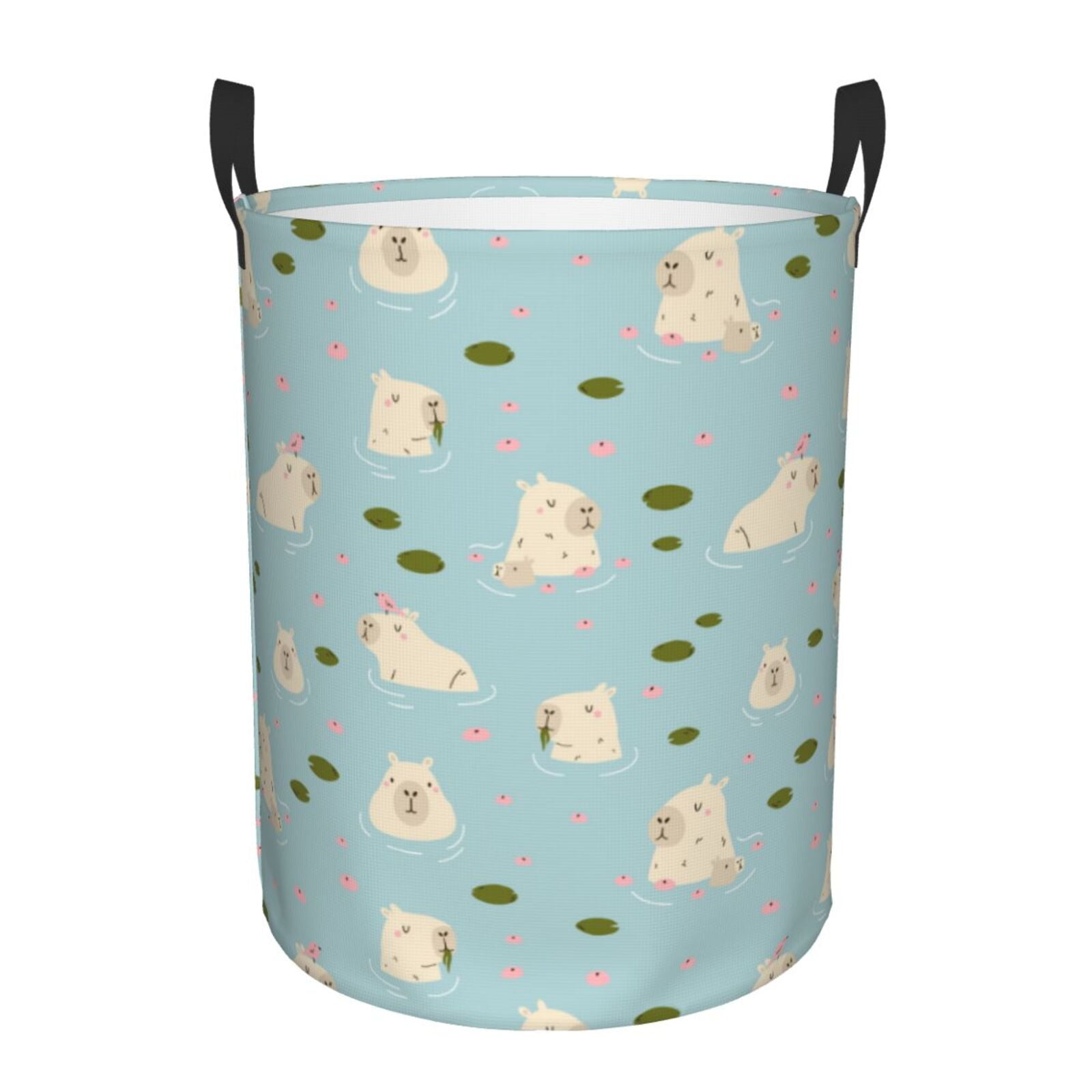 Swim Capybaras Bird Laundry Basket with Handles - Freestanding Laundry ...
