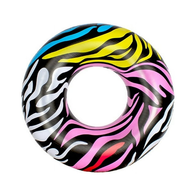 Swim Central 39" Multi-Color Zebra Stripes Inflatable Inner Tube Ring ...