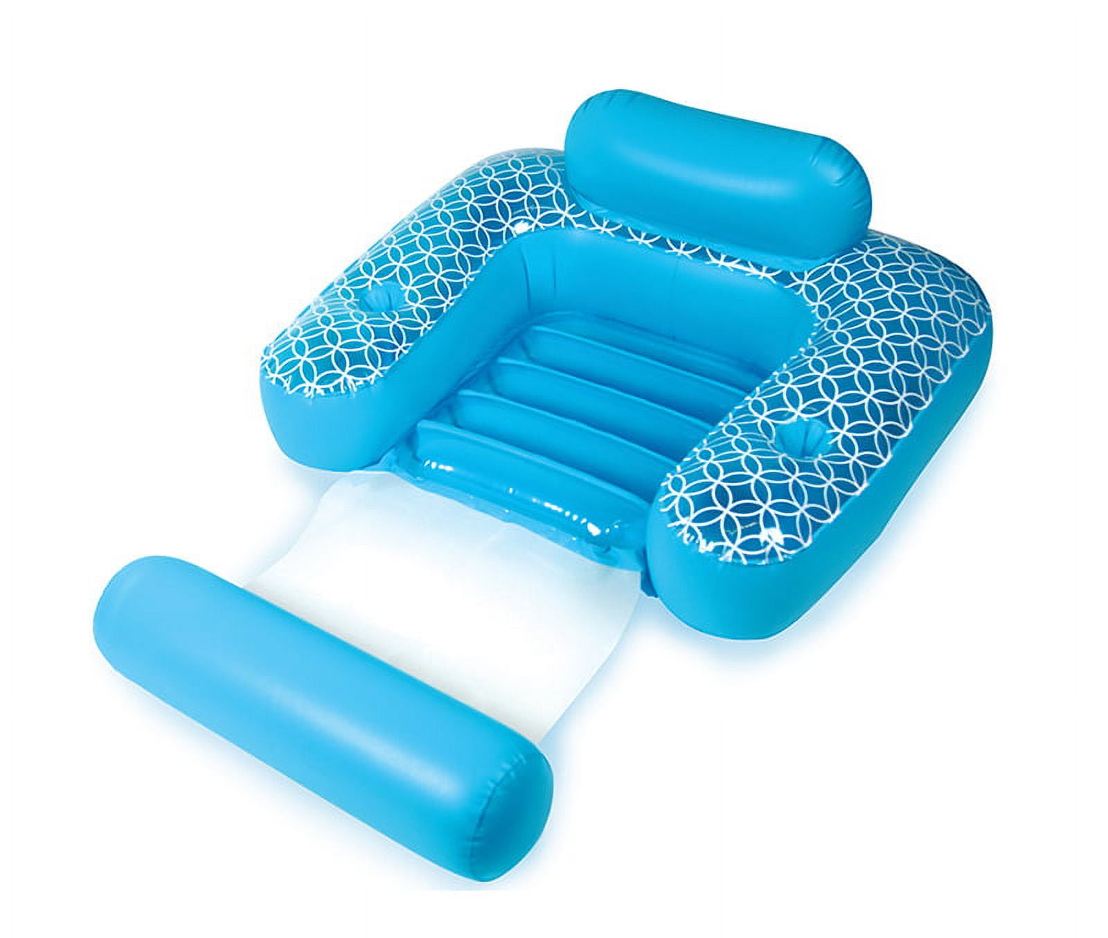 Swim Central 68.5" Lattice 1-Person Inflatable Swimming Pool Chair with ...